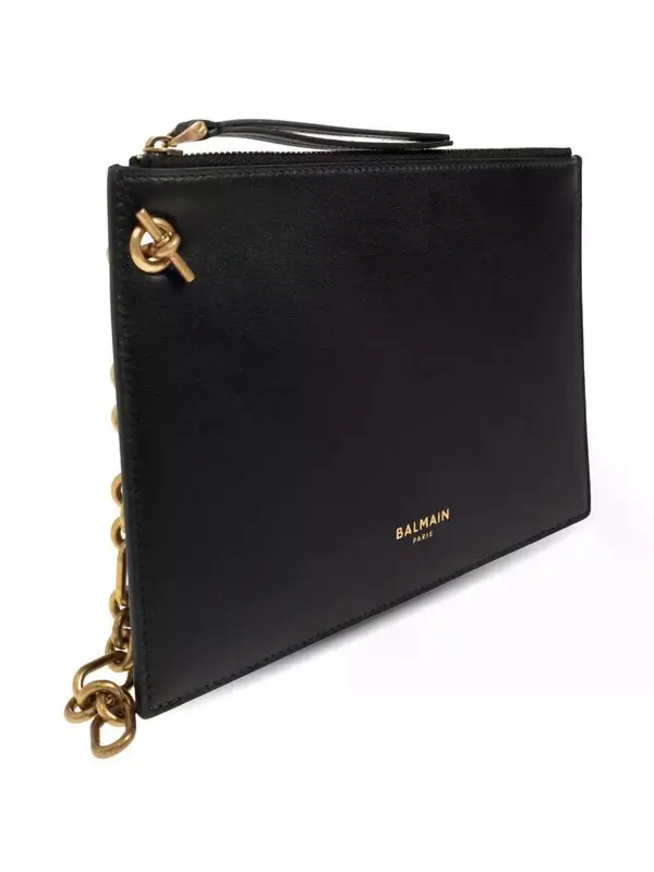 Balmain Chain-link Leather Clutch Bag