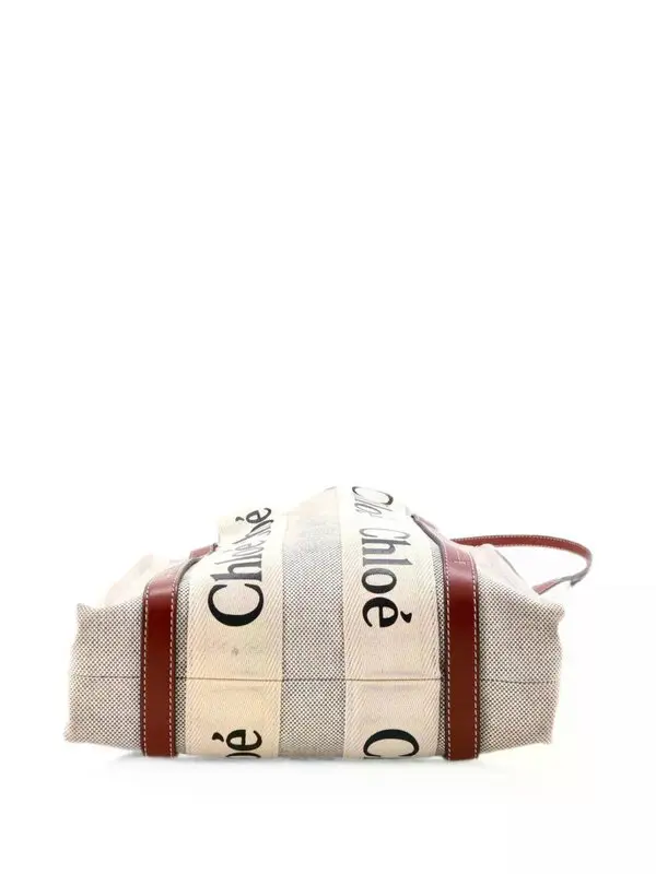 Chloé Woody Convertible Canvas With Leather Small Tote Bag - Neutrals