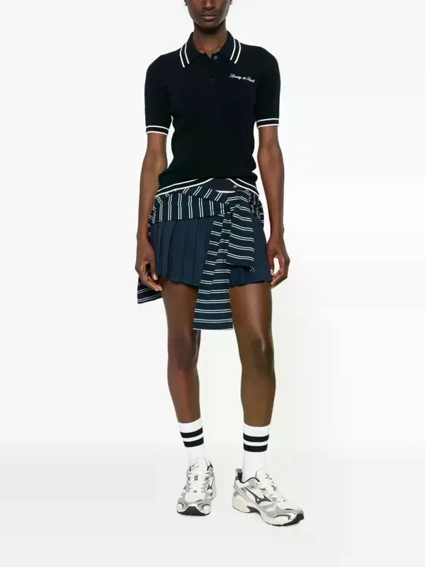 SPORTY & RICH Cable-knit Logo Polo Shirt - Blue