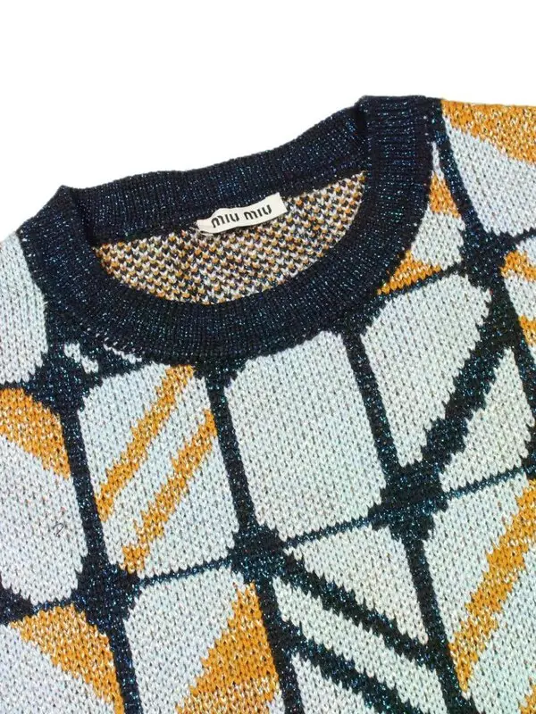 Miu Miu Geometric Pattern Crew Neck Sweater