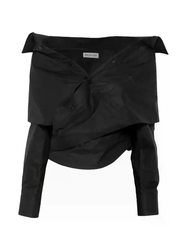 Balenciaga Off-shoulder Wrap Blouse - Blue