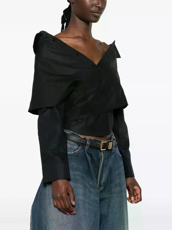 Balenciaga Off-shoulder Wrap Blouse