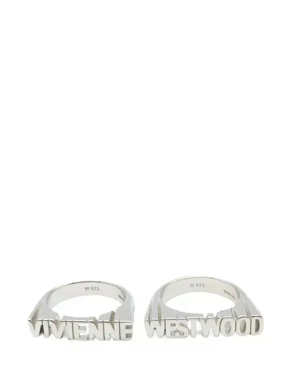 VIVIENNE WESTWOOD Polished -tone Logo Ring Set - Silver