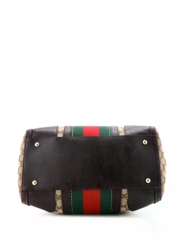 Gucci Vintage Bee Web Gg Canvas Medium Satchel - Brown