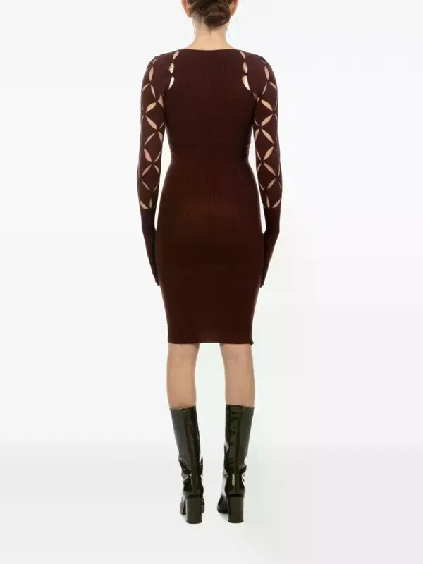 ISA BOULDER Argyle-sleeve Cut-out Mini Dress