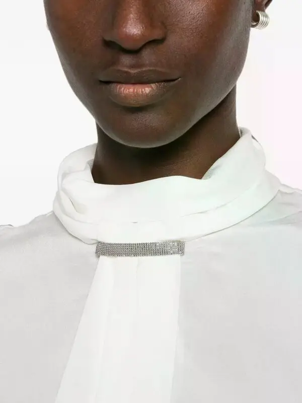 Brunello Cucinelli Monili Embellished Silk Blouse