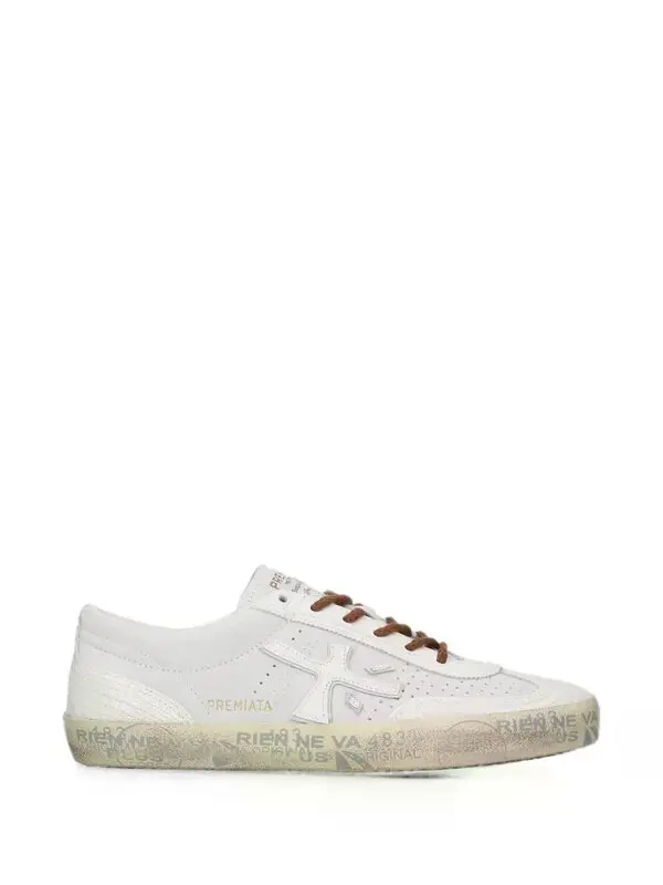 Premiata Davidd 8294 Sequined Leather Sneakers - White