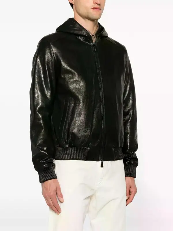 SERGIO MORETTI FIRENZE Hooded Leather Jacket