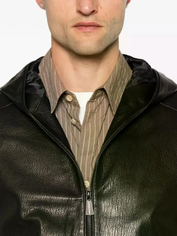 SERGIO MORETTI FIRENZE Hooded Leather Jacket