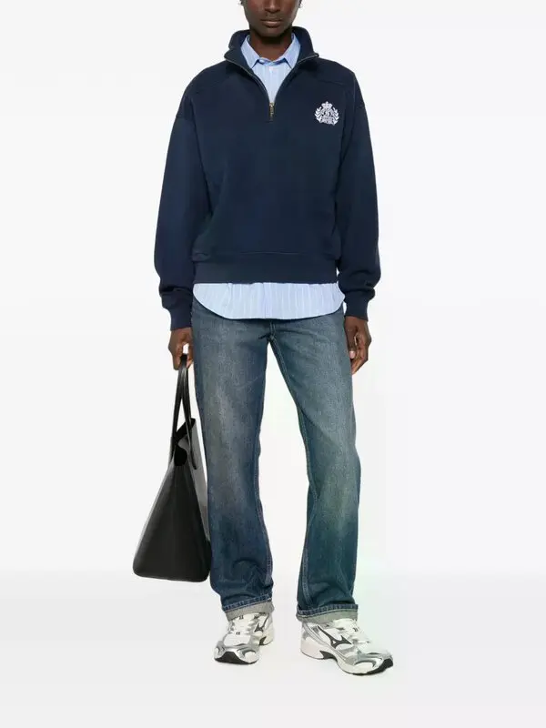 SPORTY & RICH Quarter-zip Sweatshirt With Crest Embroidery