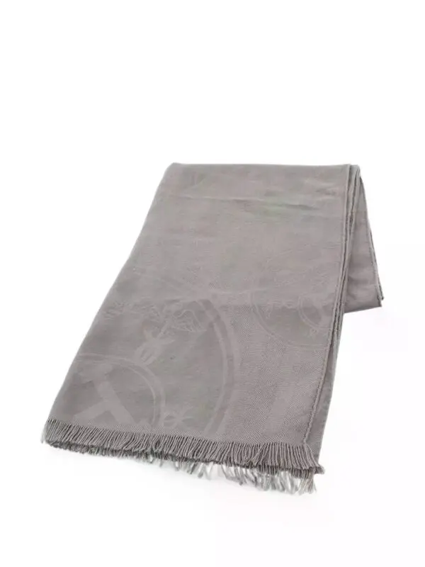 Hermès 2000s New Libris Fringed Scarf