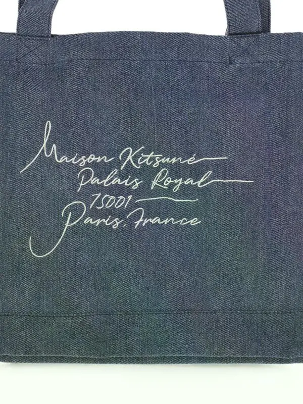 Maison Kitsuné Logo Denim Tote Bag