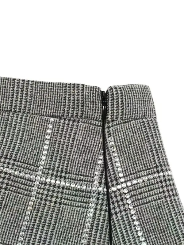 Miu Miu Rhinestone Embellished Plaid Mini Skirt