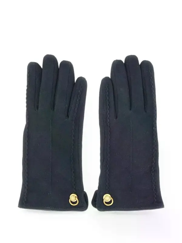GIANNI CHIARINI Suede Gloves With Logo Rivet - Blue