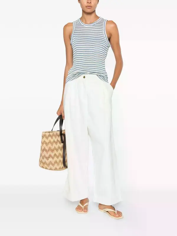 Momoni Striped Sleeveless T-shirt - Blue