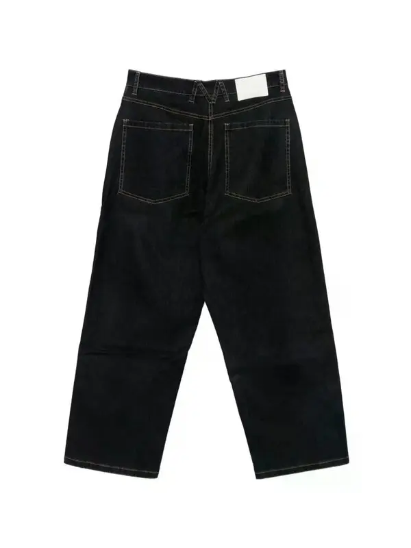 Momoni Contrast Stitch Wide-leg Denim Jeans - Blue