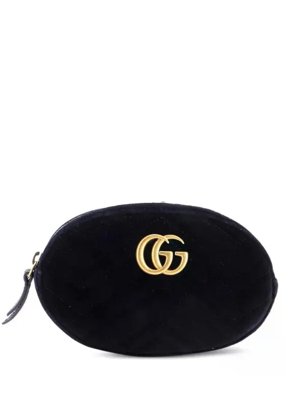 Gucci Gg Marmont Matelassé Velvet Belt Bag - Black