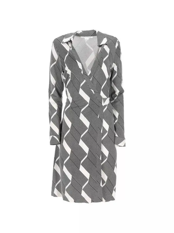 Diane Von Furstenberg Geometric Print Silk Wrap Dress - Black