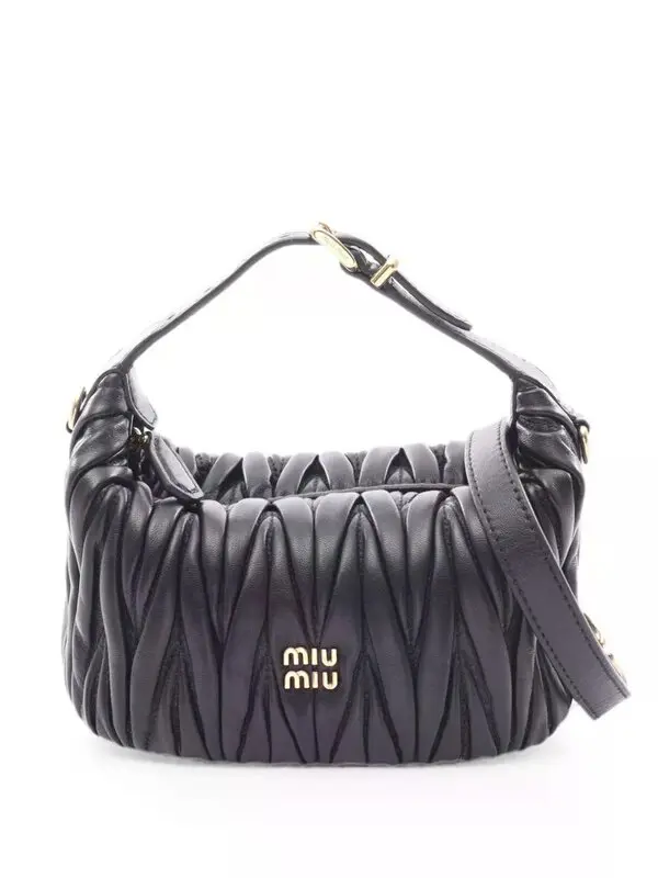 Miu Miu Matelassé Leather Shoulder Bag - Black