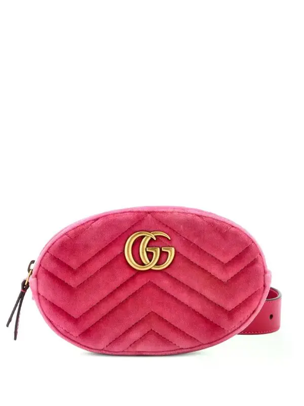 Gucci Matelassé Velvet Belt Bag - Pink
