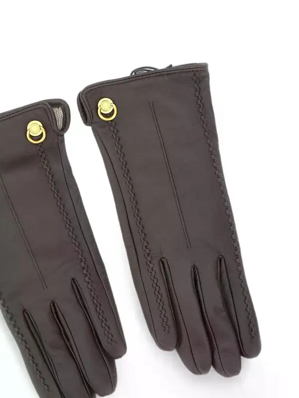 GIANNI CHIARINI Suede Gloves With Logo Rivet