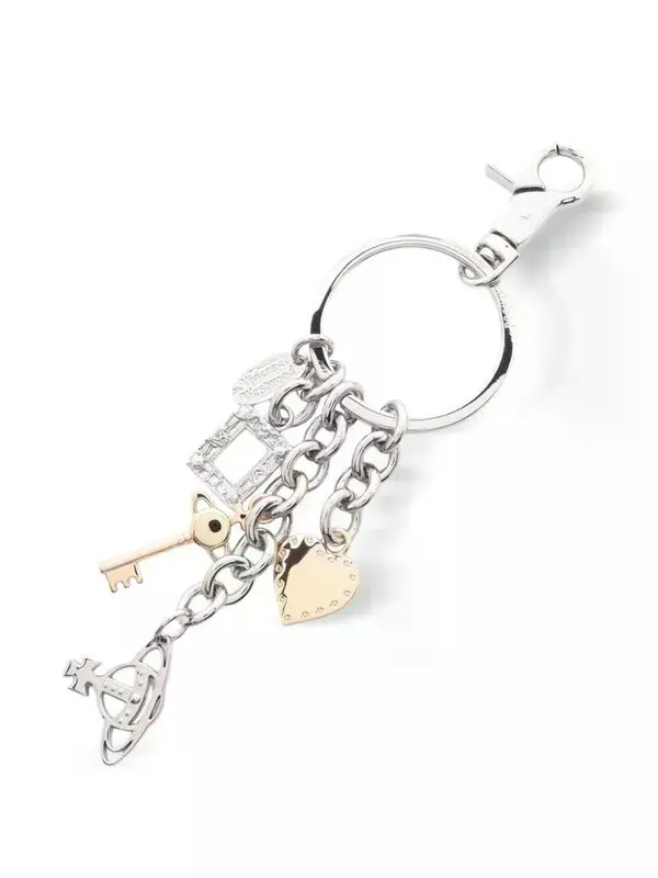 VIVIENNE WESTWOOD Orb And Heart Charm Keyring - Silver