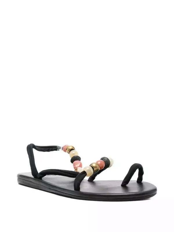 ANCIENT GREEK SANDALS Eleftheria Bead-embellished Sandals - Black