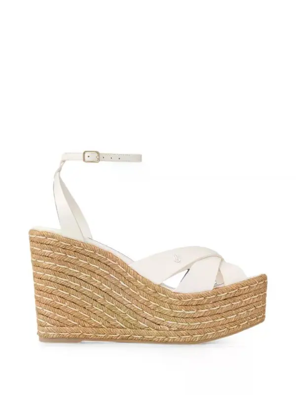 JIMMY CHOO Korra Leather Wedge Sandals - White