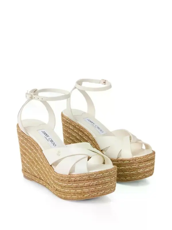 JIMMY CHOO Korra Leather Wedge Sandals