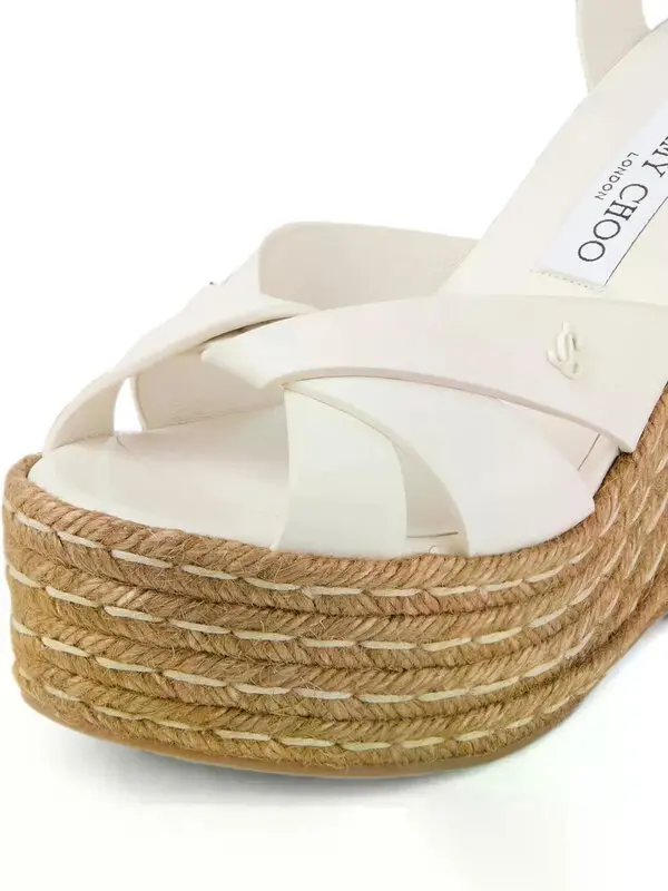 JIMMY CHOO Korra Leather Wedge Sandals