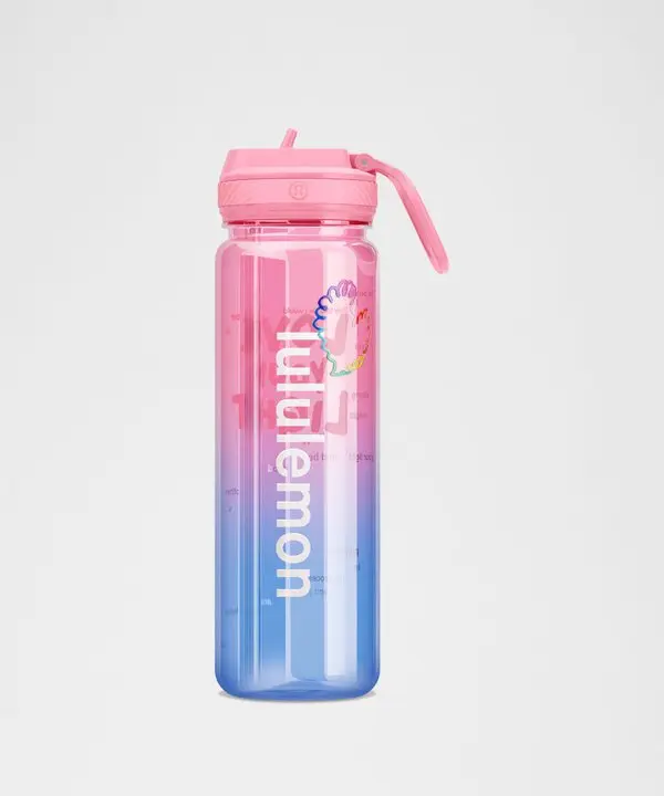 Lululemon Back To Life Clear Bottle 24oz Straw Lid - Candy Cloud/ocean Wave