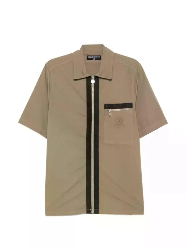 Iceberg Zip-up Contrast-trim Shirt - Green