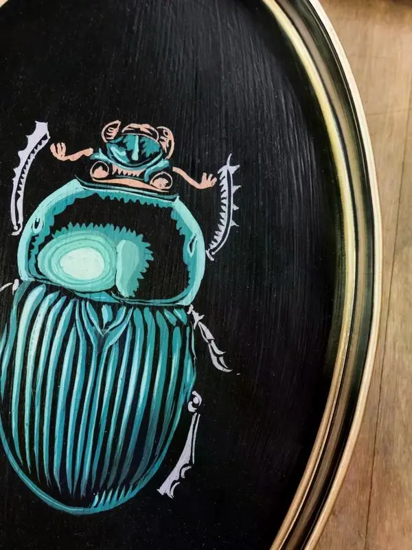 LES-OTTOMANS Beetle-print Oval Tray