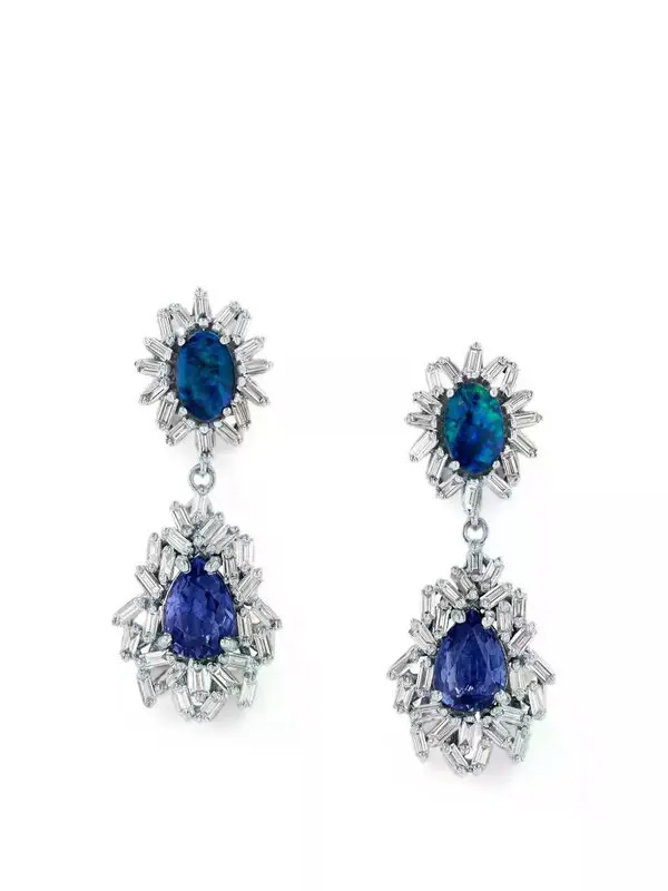 SUZANNE KALAN One Of A Kind Opal And Sapphire Drop Earrings - Silver