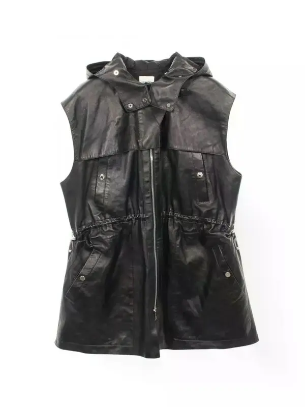 Hermès Hooded Leather Gilet Coat