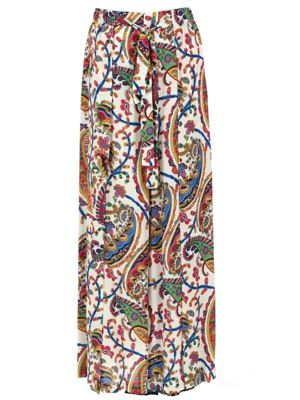 Etro Pantalone Palazzo Con Cintura E Motivo Paisley - Multicolour
