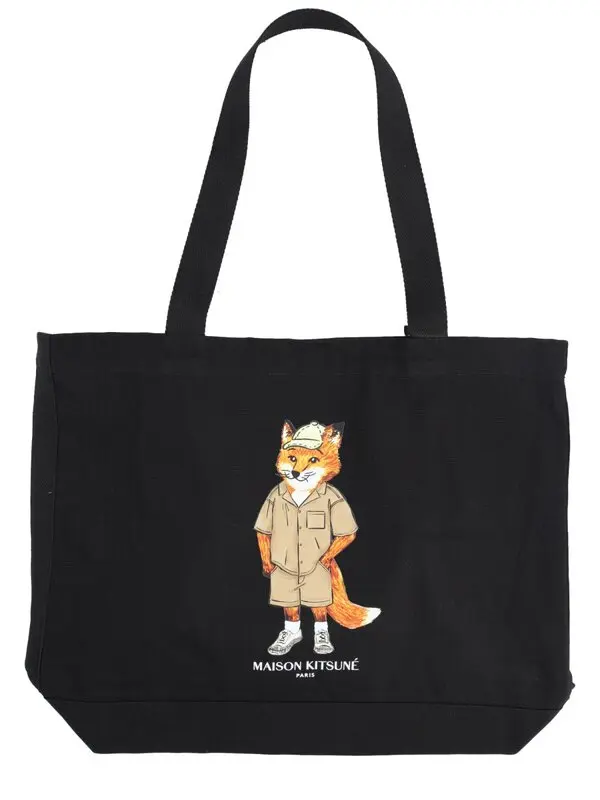 Maison Kitsuné Borsa Tote 'dressed Fox - Black