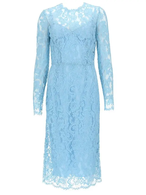 Dolce & Gabbana Abito A Tubino In Pizzo Cordonetto - Azure