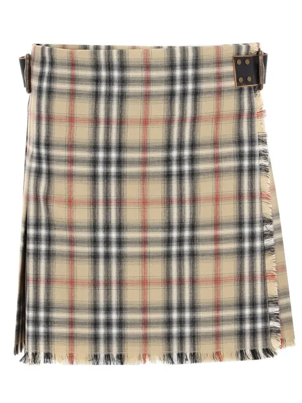 Burberry Minigonna Kilt In Lana Check - Multicolour