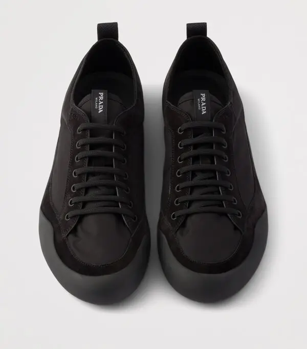 Prada Re-nylon And Suede Speedrock Sneakers - Black