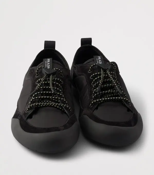 Prada Re-nylon And Suede Speedrock Sneakers - Black