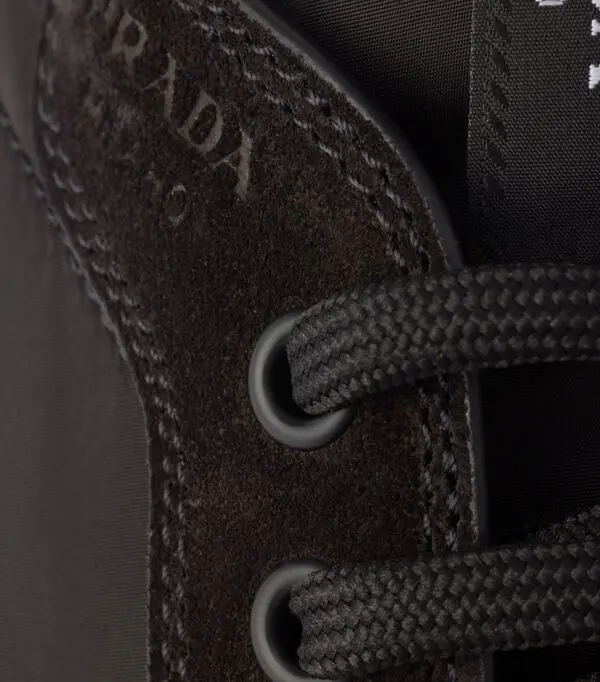 Prada Re-nylon And Suede Speedrock Sneakers - Black