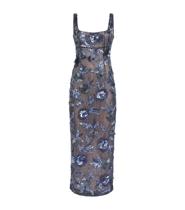 Rachel Gilbert Embellished Floral Midi Dress