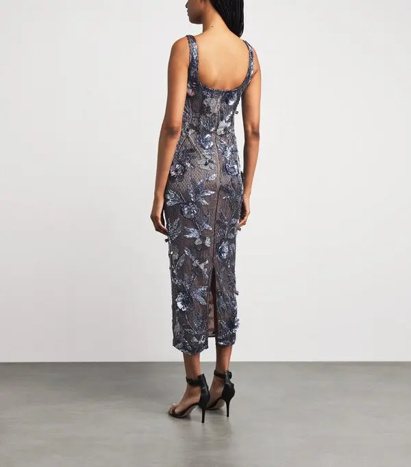 Rachel Gilbert Embellished Floral Midi Dress