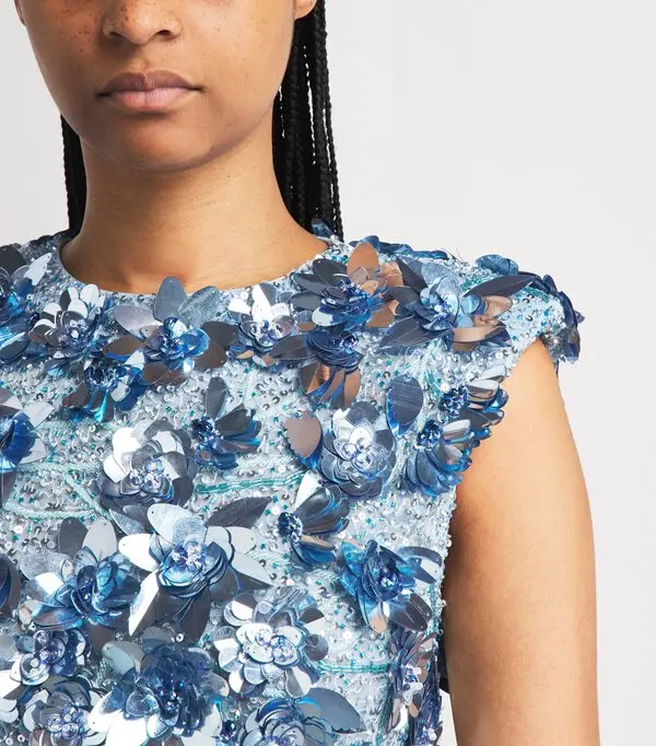 Rachel Gilbert Embellished Hugo Midi Dress - Blue