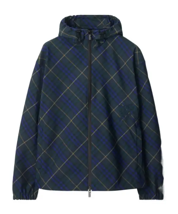Burberry Checked Hooded Jacket - Midnight