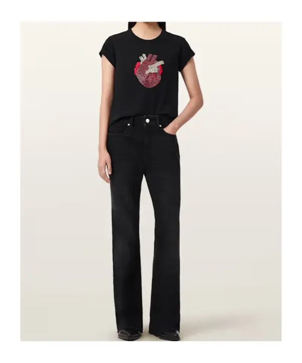 ALLSAINTS Andrea Beaded Heart T-shirt