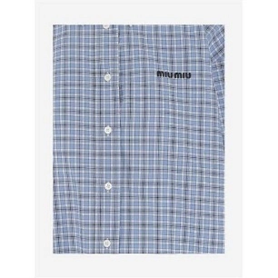 Miu Miu Checked Cropped Shirt - Light Blue/blue