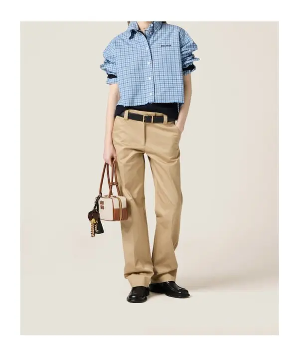 Miu Miu Checked Cropped Shirt - Light Blue/blue