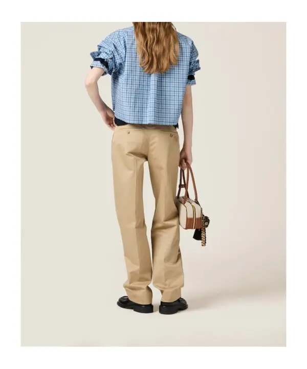 Miu Miu Checked Cropped Shirt - Light Blue/blue